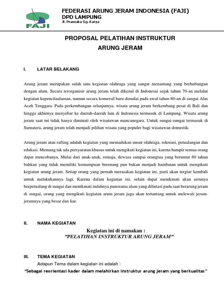 Proposal Pelatihan Arung Jeram | PDF