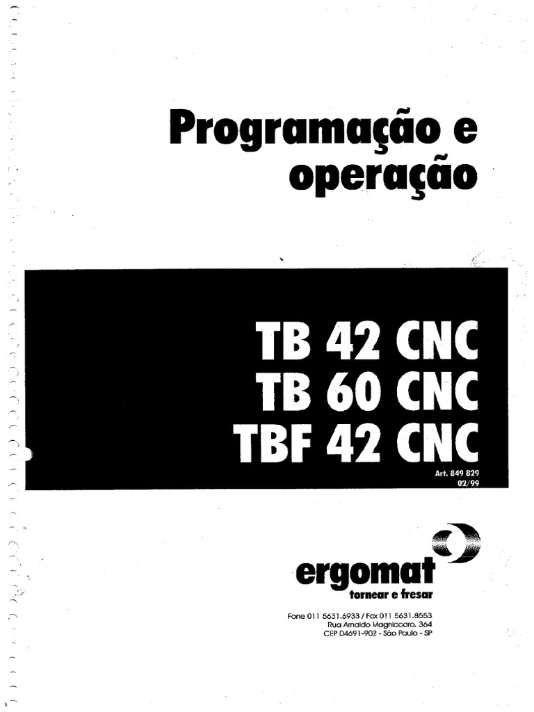 Manual de Programação e Operação - Torno TB42 CNC | PDF