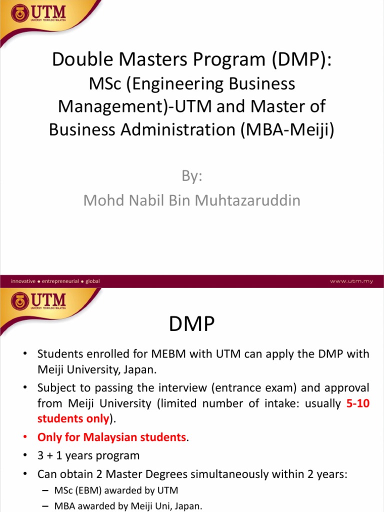 Dual Master's Program: UTM & Meiji MBA | PDF | Master Of Science | Thesis