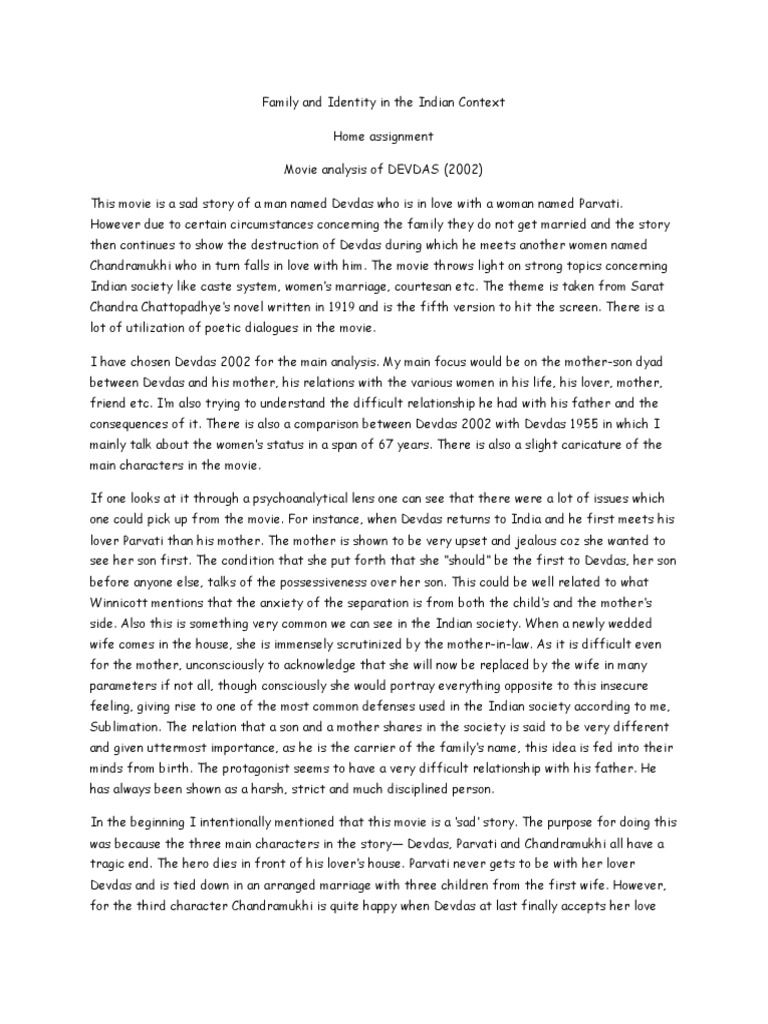 Movie Analysis of DEVDAS | PDF | Psychology | Psychology