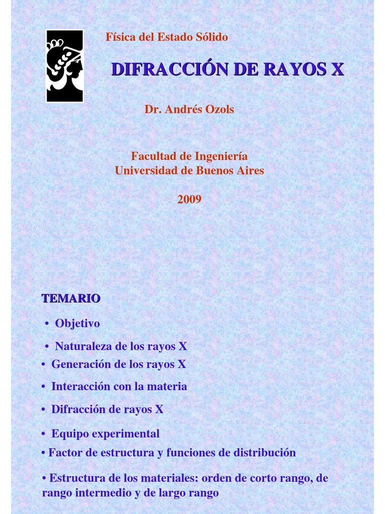 Difracción de Rayos X | PDF | Rayo X | Cristalografía de rayos X