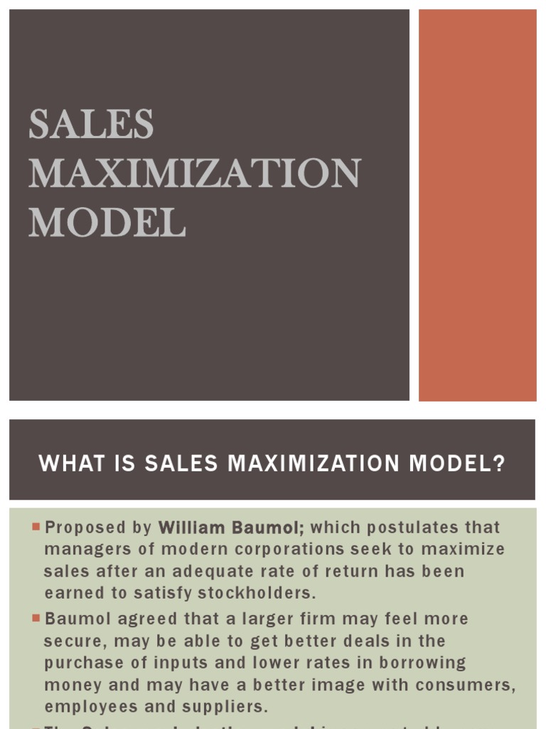 Sales Maximization Model | PDF | Oligopoly | Profit (Economics)