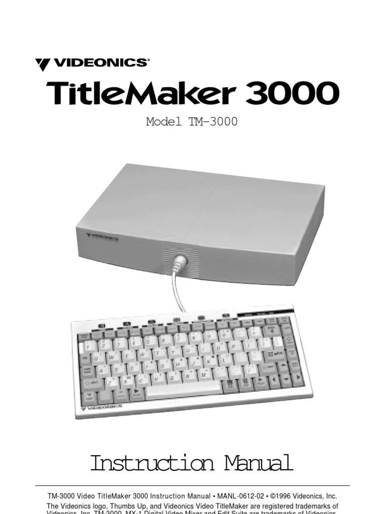 Titlemaker 3000 UserManual | PDF | Menu (Computing) | Computer Keyboard