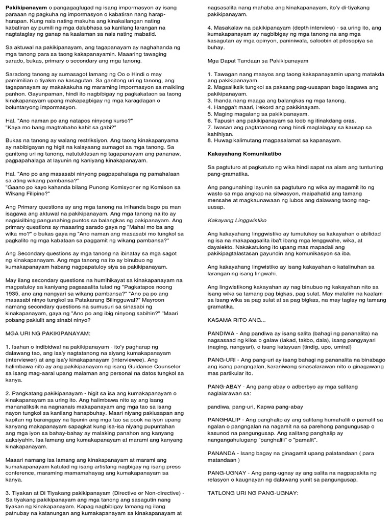 Filipino Summary of Report