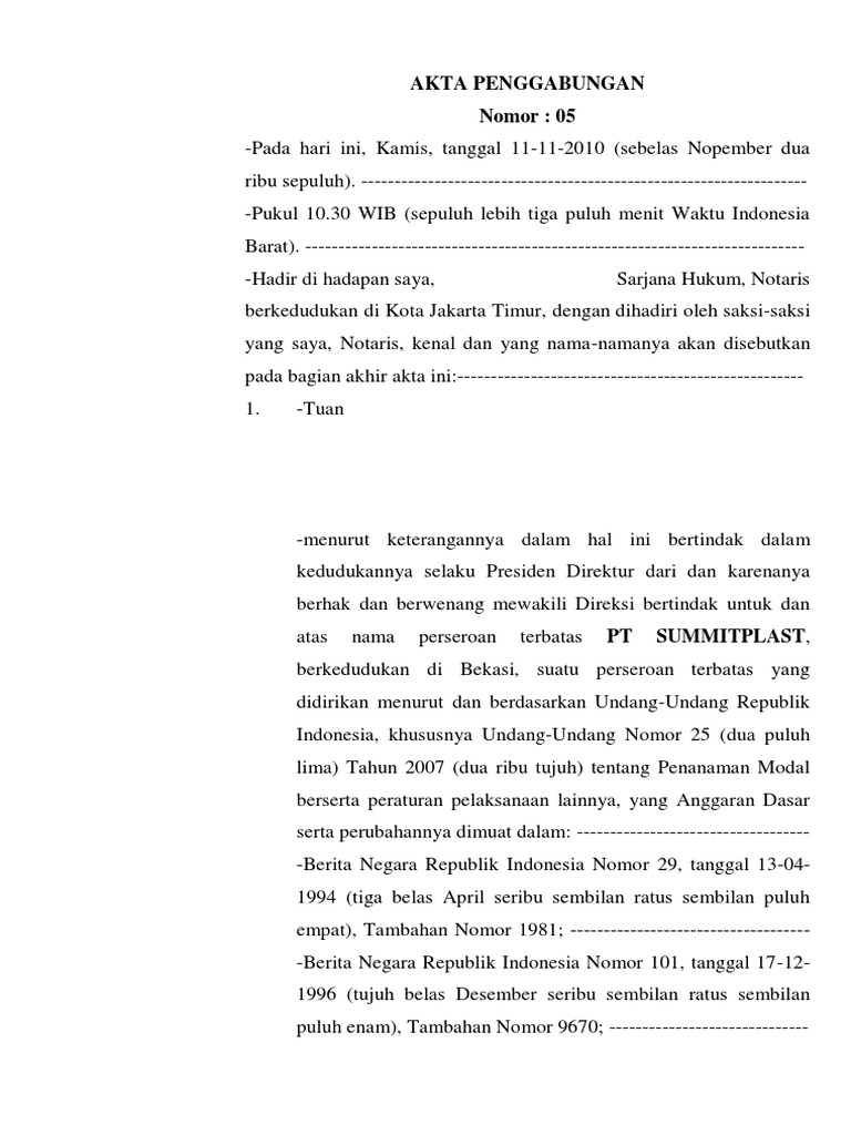 Akta Penggabungan | PDF