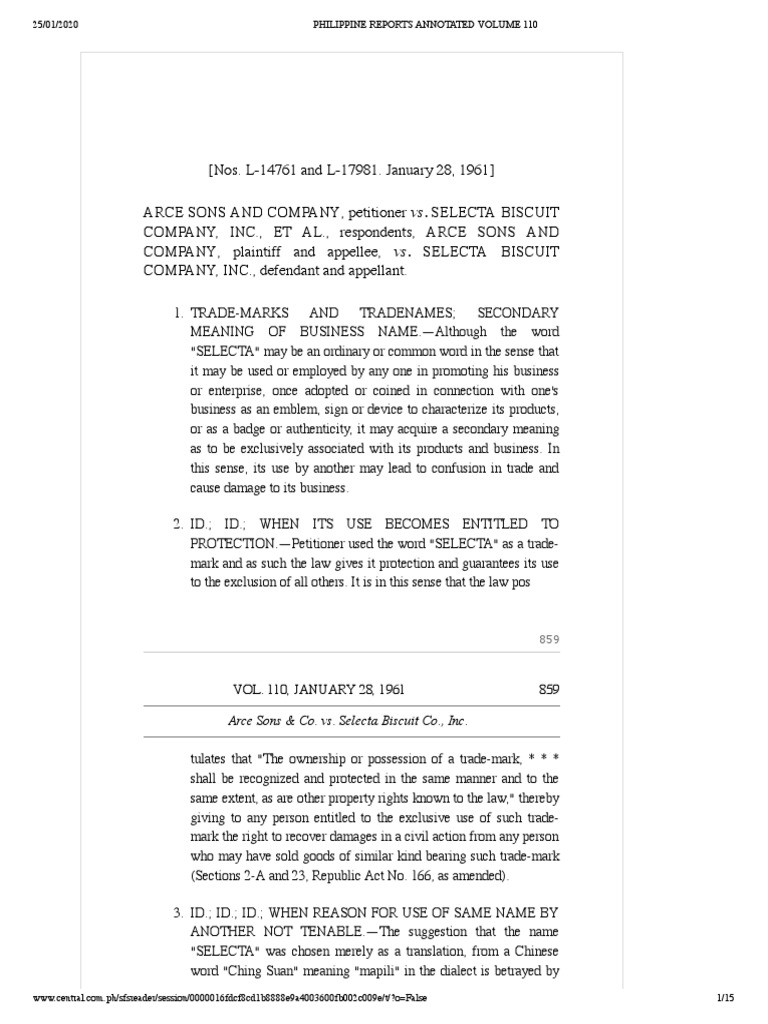 Arce V Selecta | PDF | Trademark | Bakery