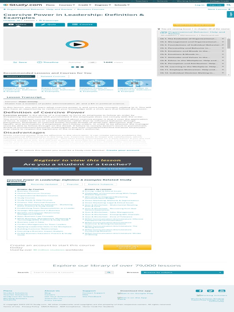 Coercive Power in Leadership - Definition & Examples - Video & Lesson ...