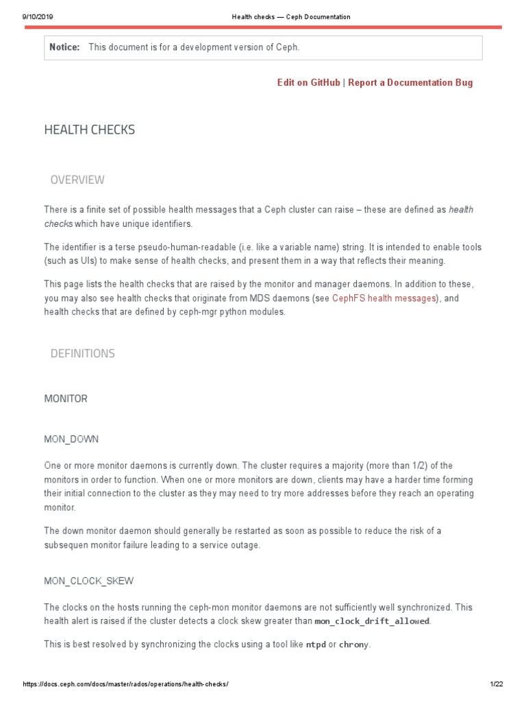 Health Checks - Ceph Documentation | PDF | Computer Data Storage | File System
