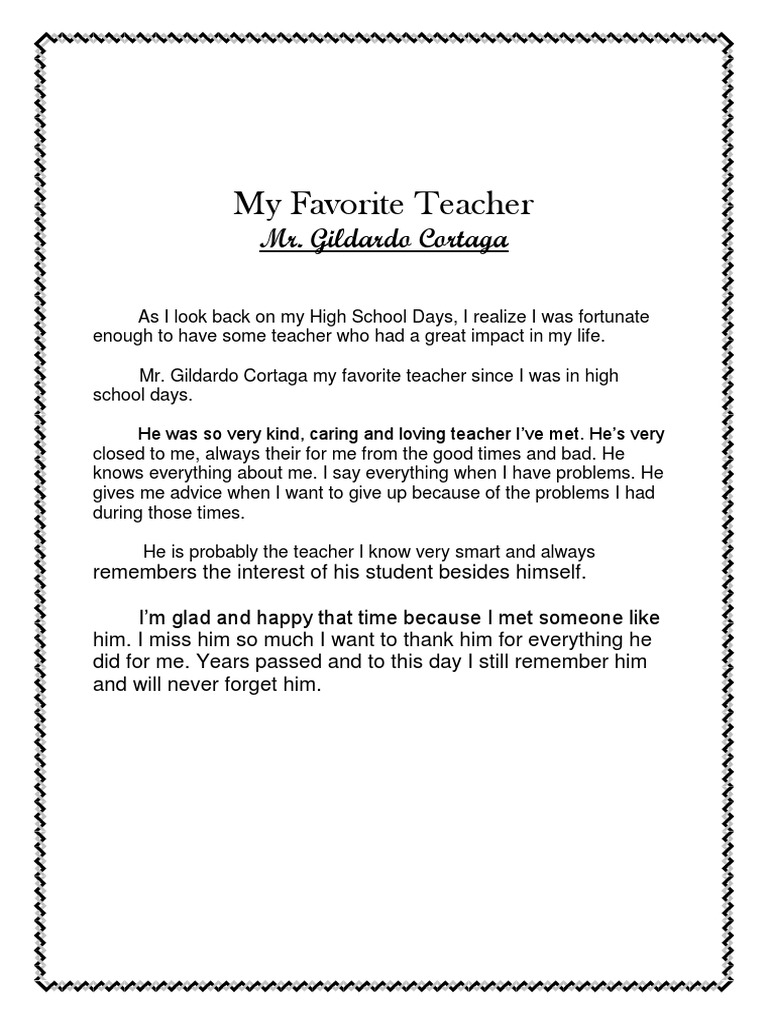 My Favorite Teacher | PDF