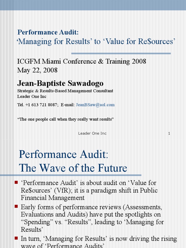 Performance Audit Management For Results | PDF | Audit | Economies