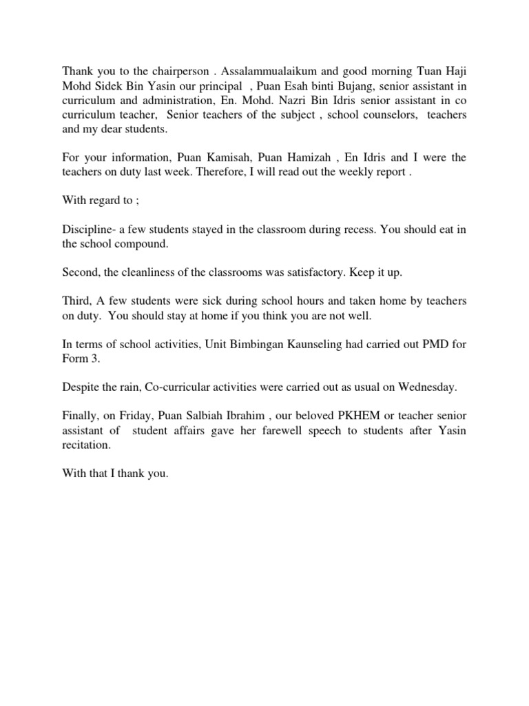 Weekly Duty Report for Teachers | PDF | Self-Improvement