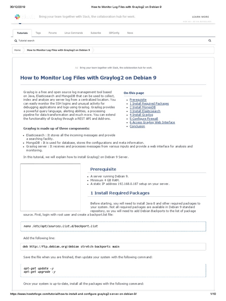 How To Monitor Log Files With Graylog2 On Debian 9 | PDF | Mongo Db ...