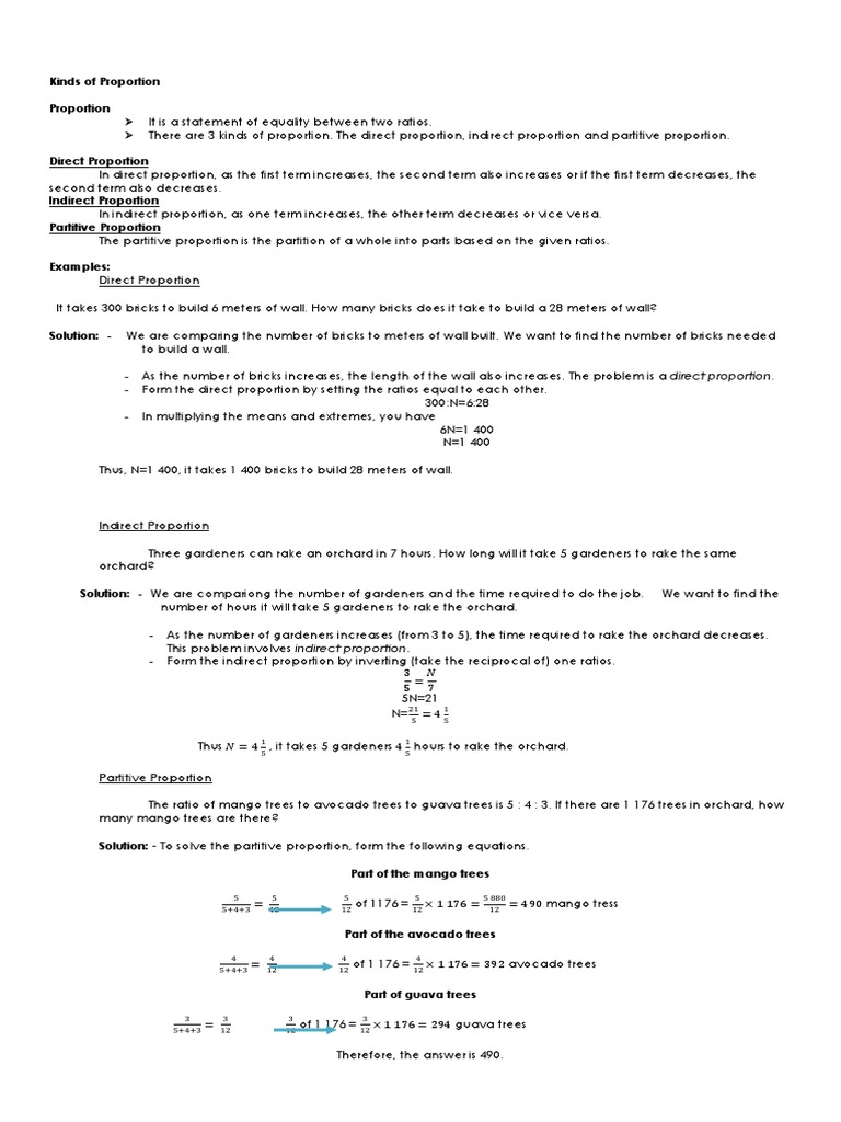 Types of Proportion Explained | PDF | Ratio | Wall