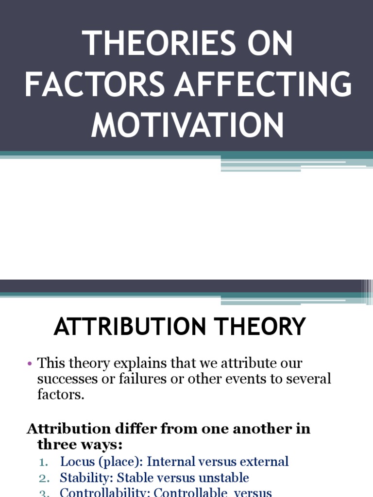 Theories On Factors Affecting Motivation | PDF | Self Efficacy | Motivation