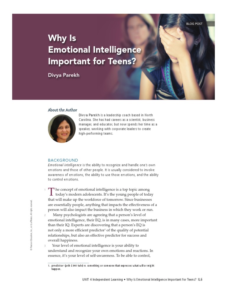 Why Is Emotional Intelligence Important For Teens | PDF | Well Being ...