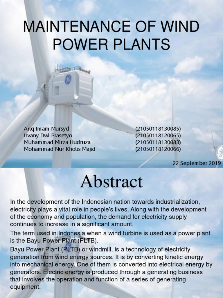 Kelompok 4 - Maintenance of Wind Power Plants | PDF | Wind Power | Wind ...
