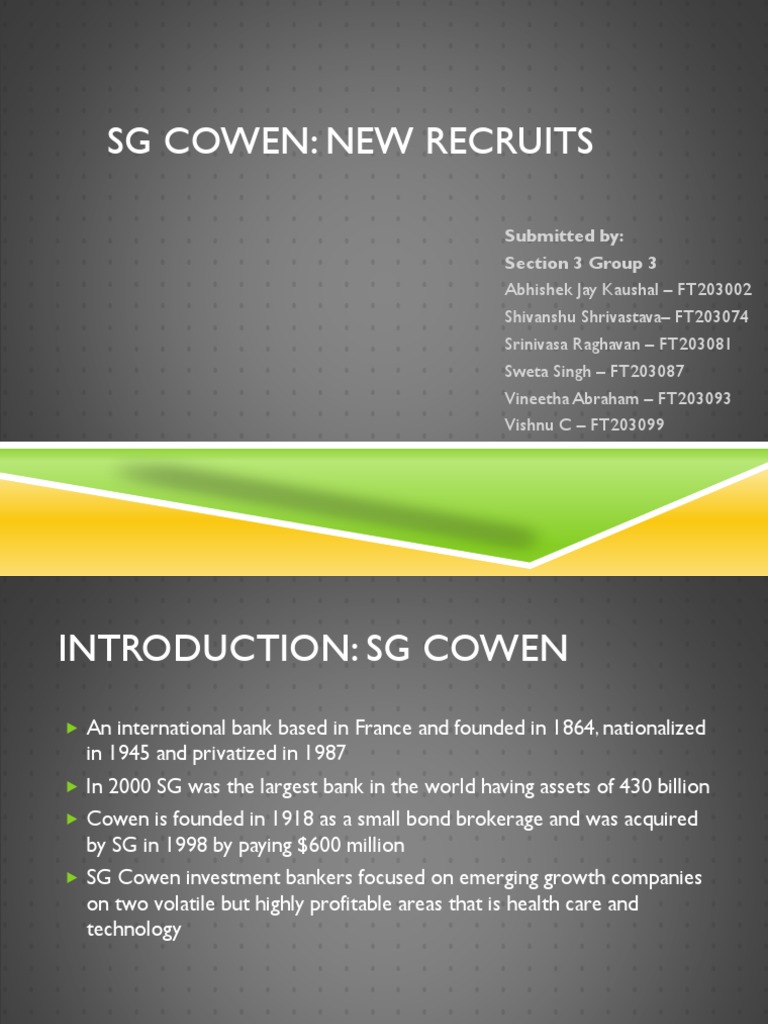 Sec 3 Group 3-SG Cowen | PDF | Banks | Entrepreneurship