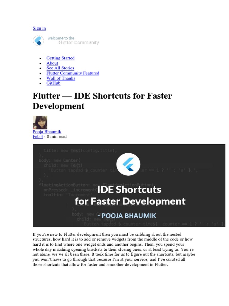 Flutter - IDE Shortcuts For Faster Development | PDF | Human–Computer Interaction | Software ...