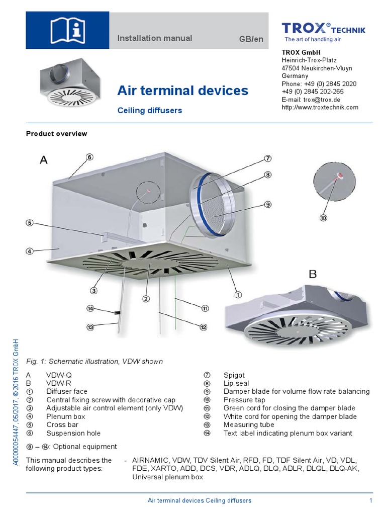 Air Terminal Devices - Instalation Manual | PDF | Duct (Flow) | Flow ...