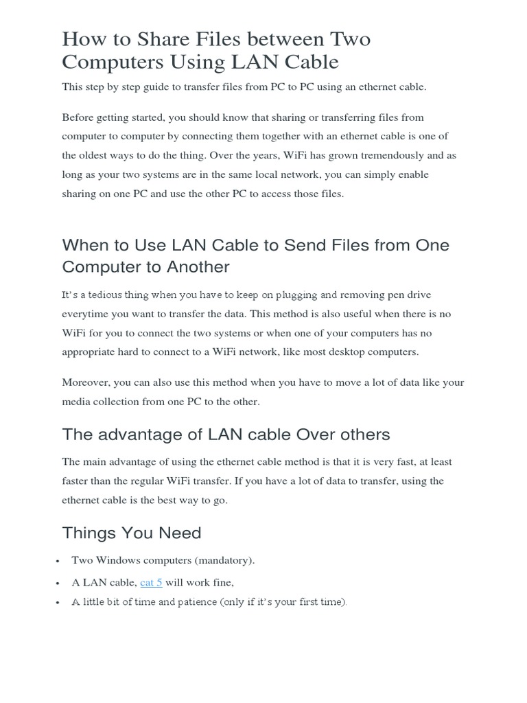 Sharing Files Between Two Computers Using an Ethernet Cable: A Step-by ...