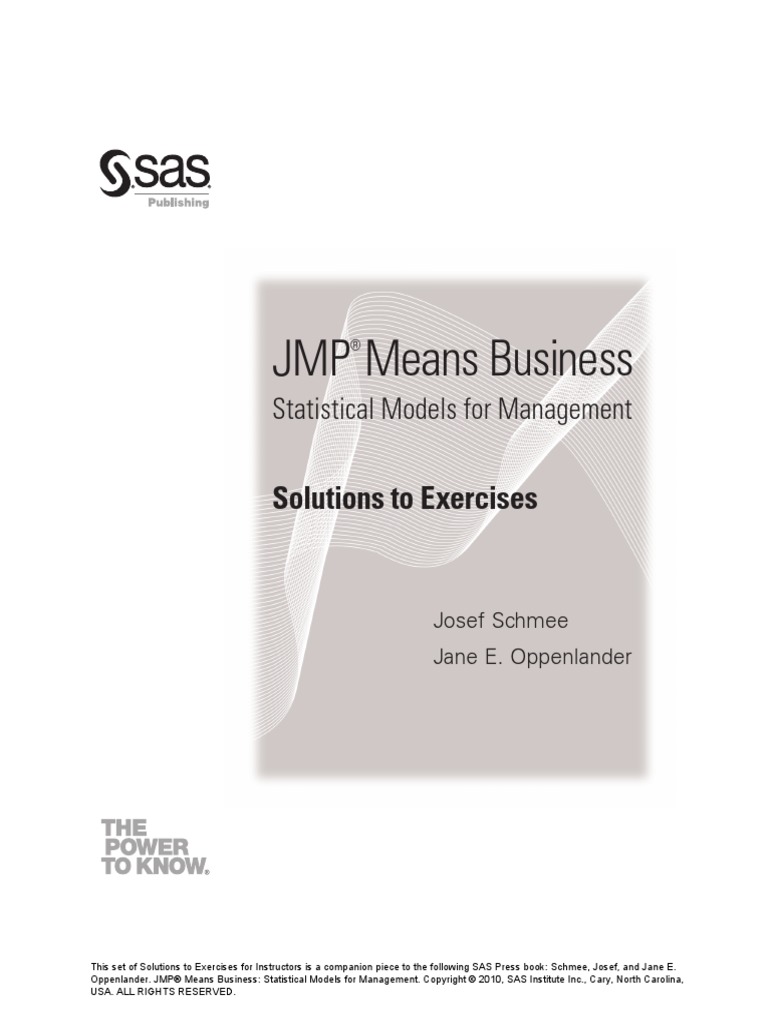 JMP® Means Business Statistical Models For Management PDF | PDF ...