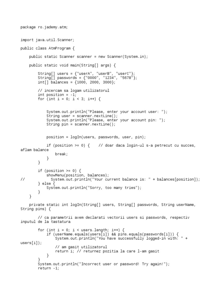 ATM Java | PDF | User (Computing) | Physical Security