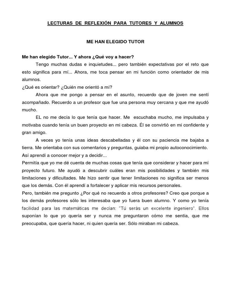 Lecturas de Reflexión para Tutores y Alumnos | PDF | Nadando | Aves
