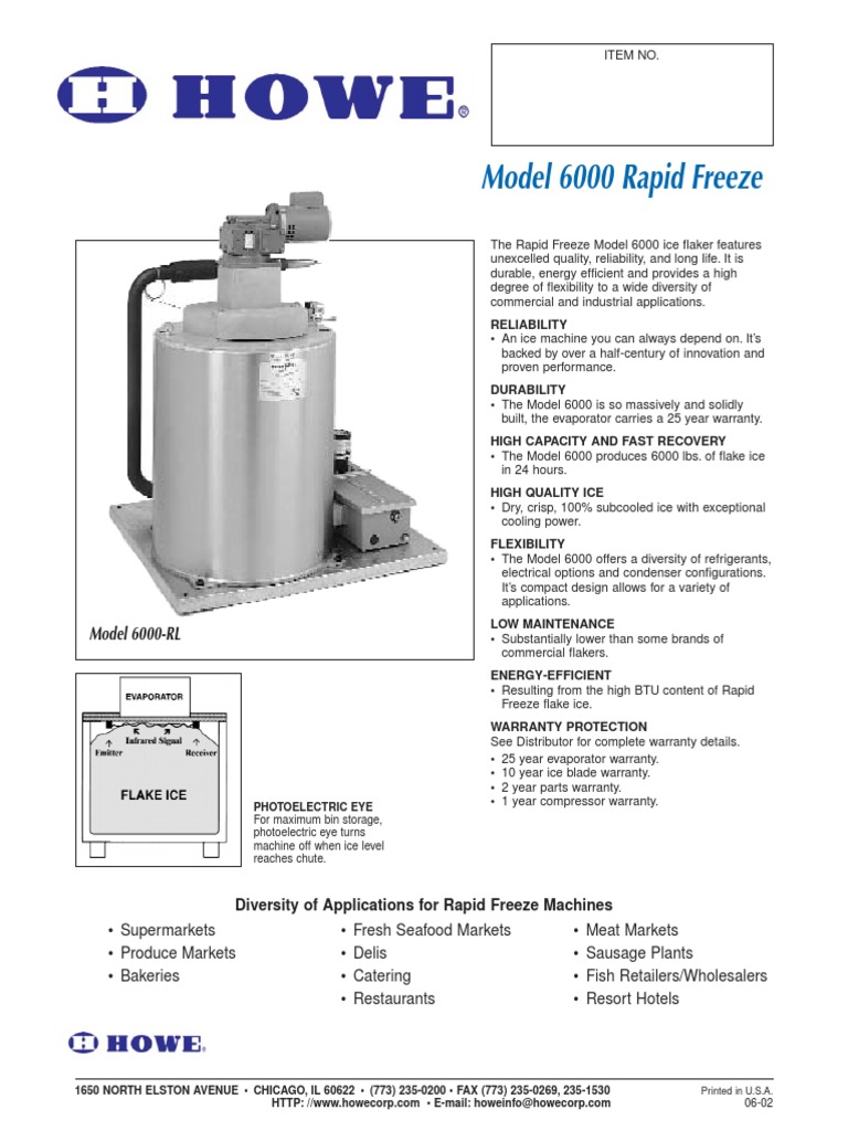 Howe 6000-RL | PDF | Ice | Efficient Energy Use