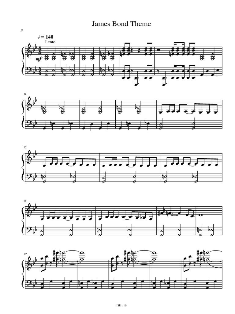 James Bond Theme PIANO SOLO Correct | PDF