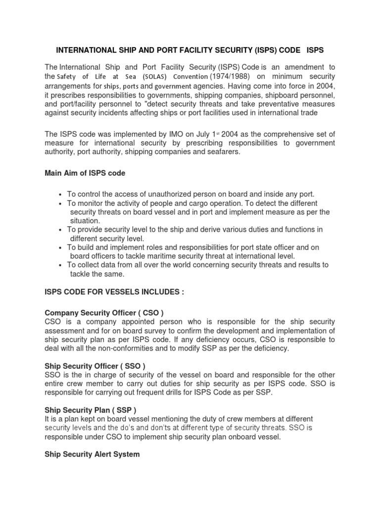 Isps Code | PDF | Oceans | Shipping