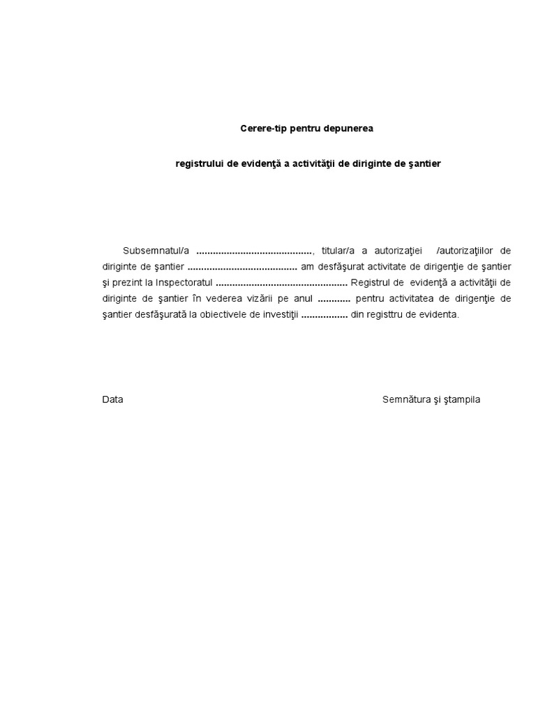 Cerere Tip Depunere Registru Diriginte | PDF