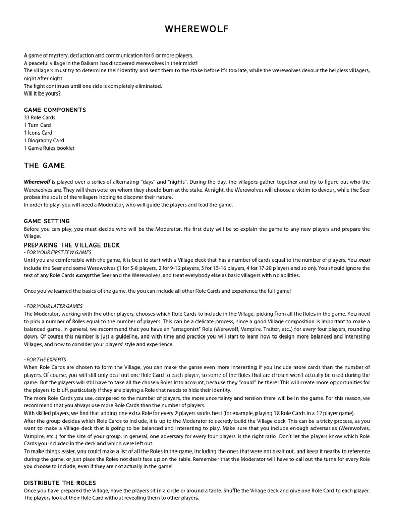 Wherewolf Rules | Download Free PDF | Werewolves