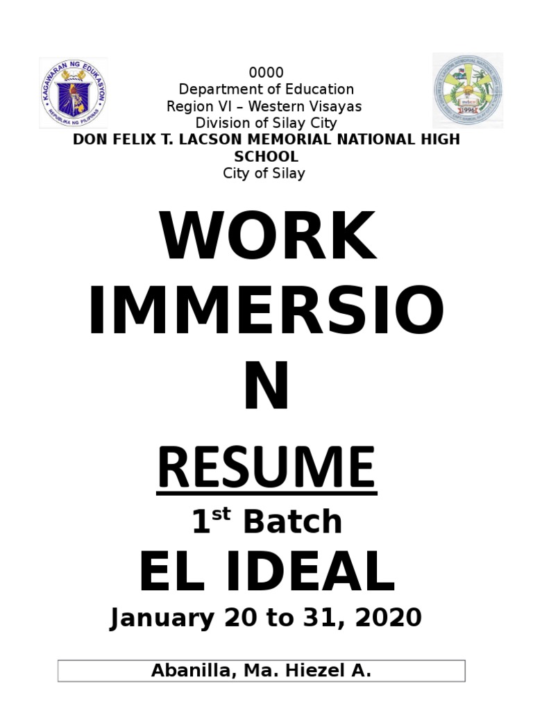 Work Immersion Resume | PDF