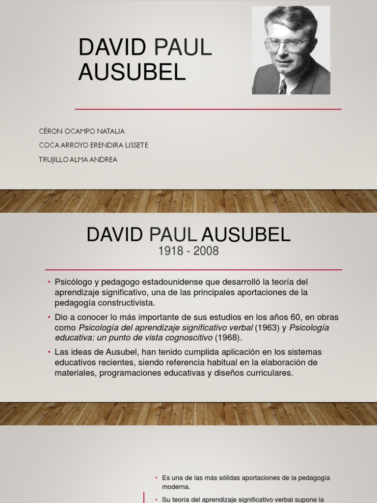 David Paul Ausubel | PDF | Psicología Aplicada | Aprendizaje