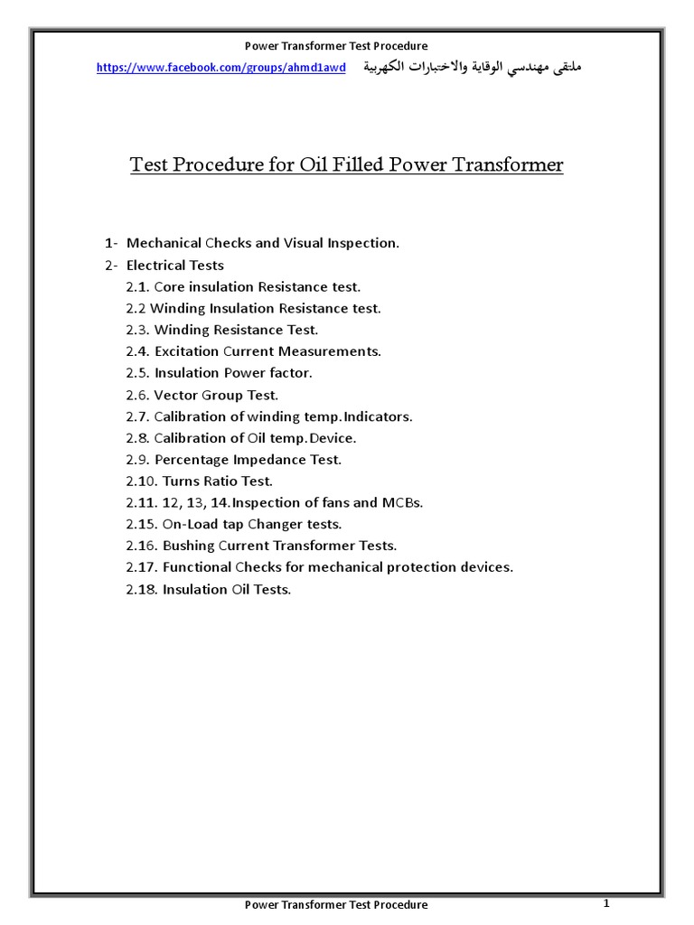 Power Transformer Test Procedure | Download Free PDF | Transformer ...