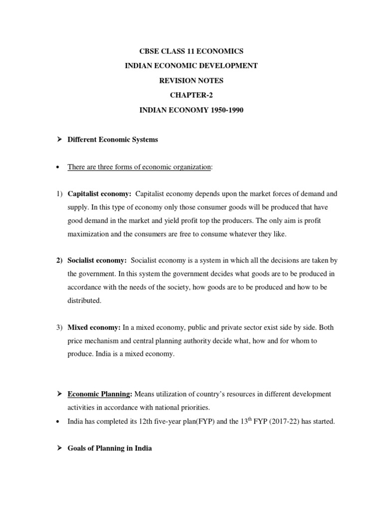 Chapter 2 - Indian Economy 1950-1990 | PDF | Economic Planning | Economics