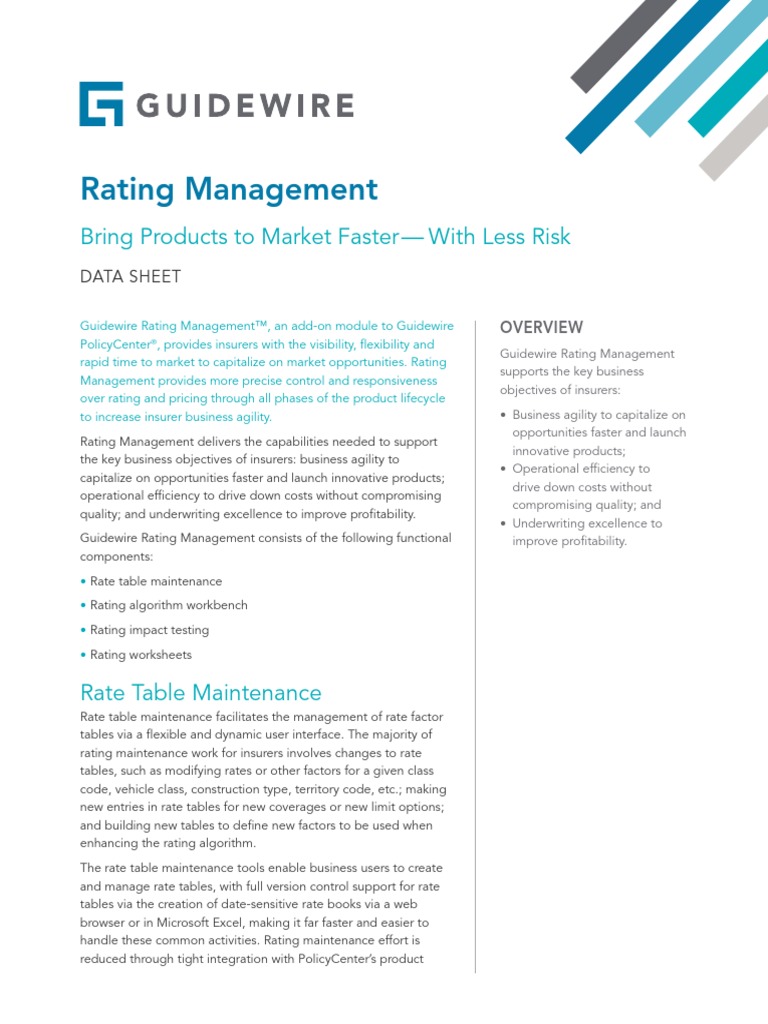 PolicyCenter Data Sheet Rating Management | PDF | Microsoft Excel ...