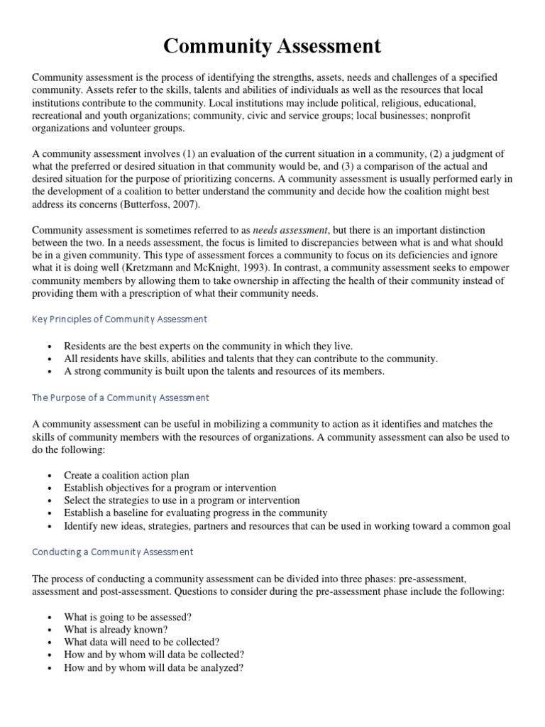 Community Assessment | Download Free PDF | Needs Assessment | Community