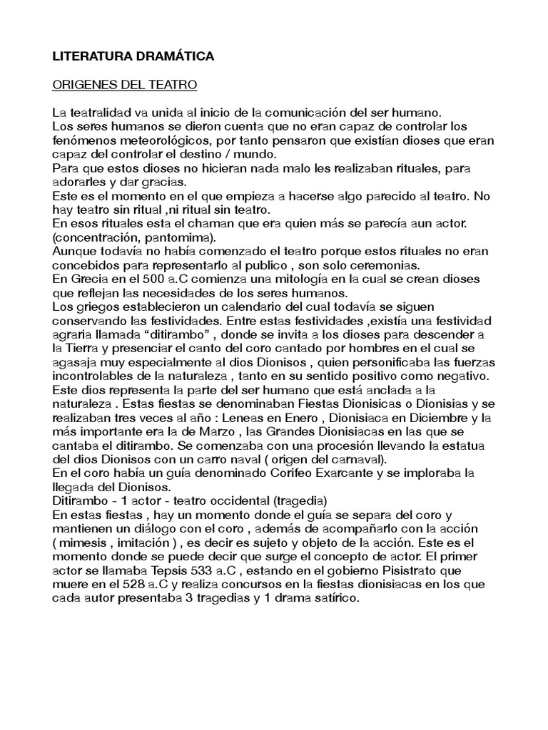 Literatura Dramatica | PDF | Teatro | Comedia