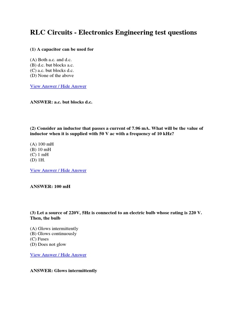 RLC Circuits | PDF | Inductor | Series And Parallel Circuits