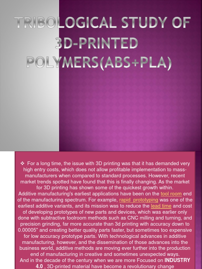 Presentation For 3d Printed Polymers | PDF | 3 D Printing | 3 D Modeling