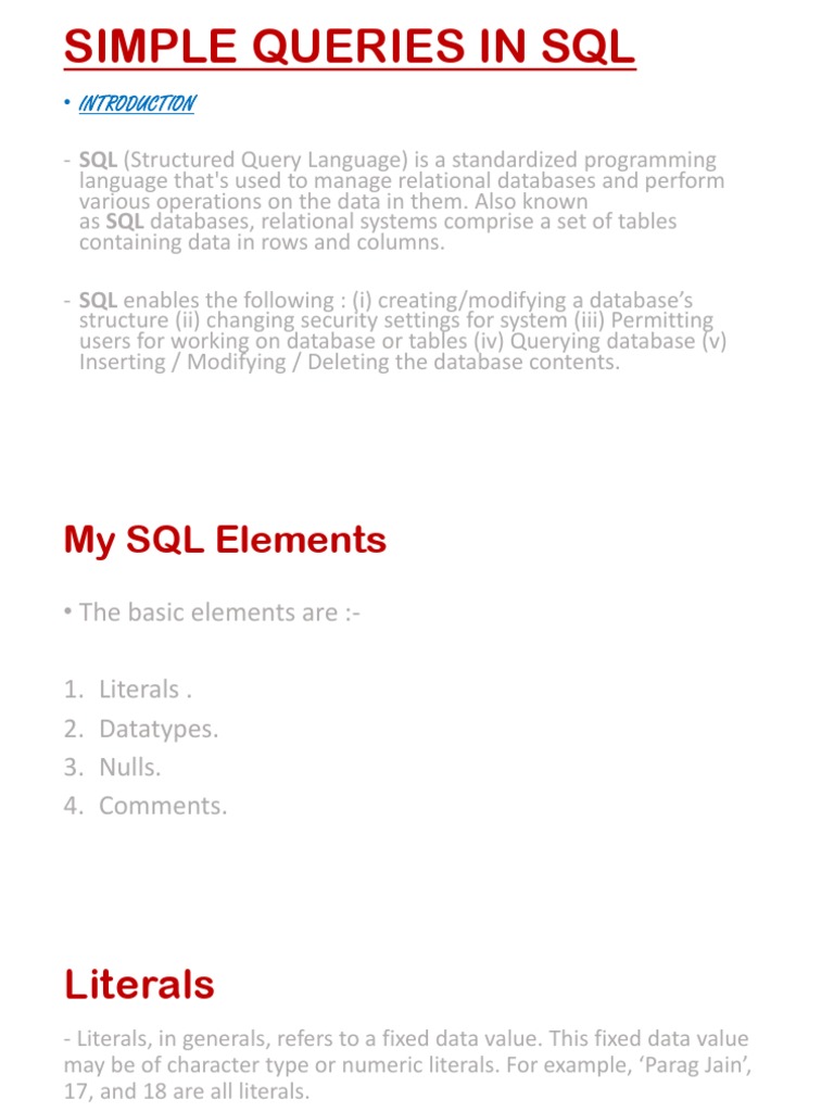 Simple Queries in SQL | PDF | Table (Database) | Sql