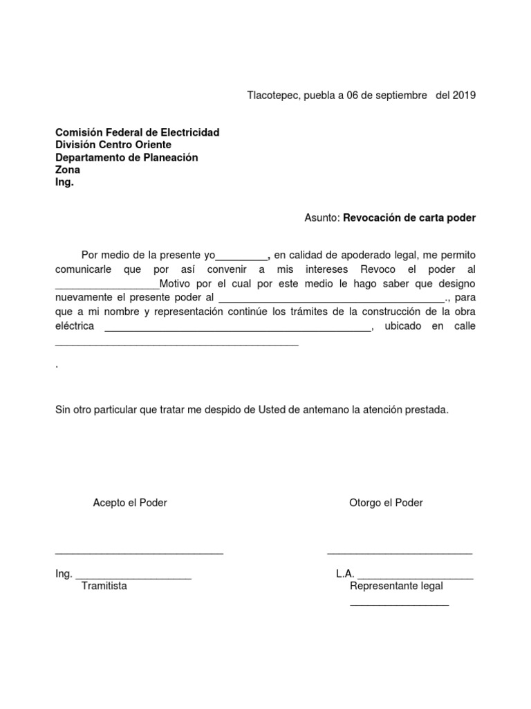 Carta de Revocacion de Poder | PDF