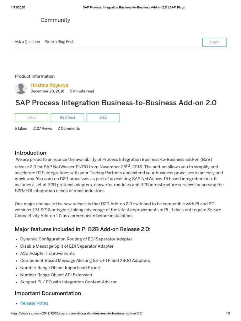 SAP Process Integration Business-to-Business Add-On 2.0 Blog | PDF ...
