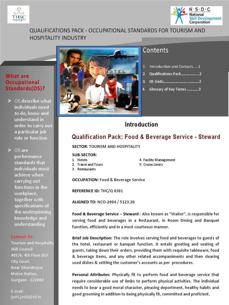 Qualifications Pack for Food and Beverage Service Steward: An overview ...