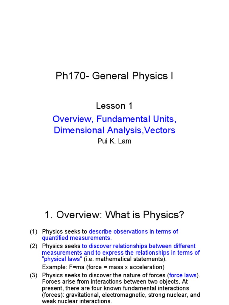 General Physics I: Mechanics & Vectors | PDF | Force | Physics