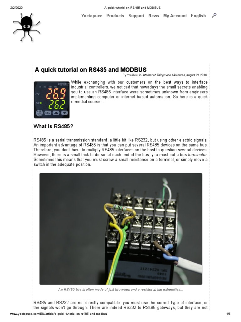 A Quick Tutorial On RS485 and MODBUS | PDF | Telecommunications | Areas ...
