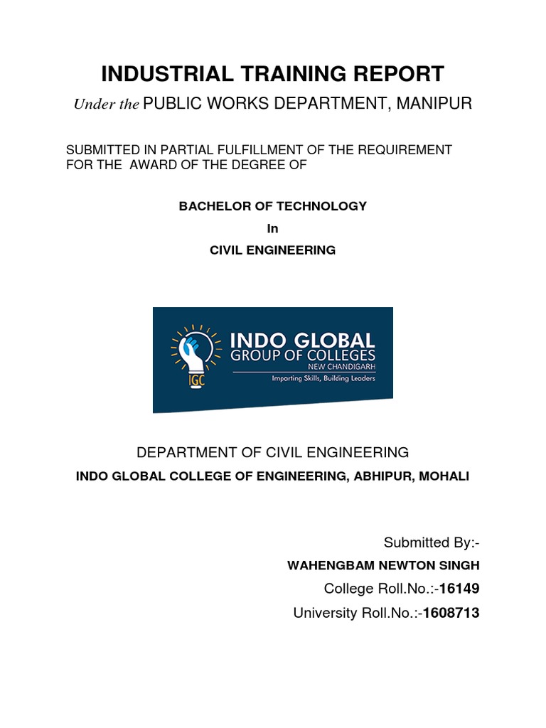 INDUSTRIAL TRAINING REPORT Front NEWTON | PDF | Career And Technical ...