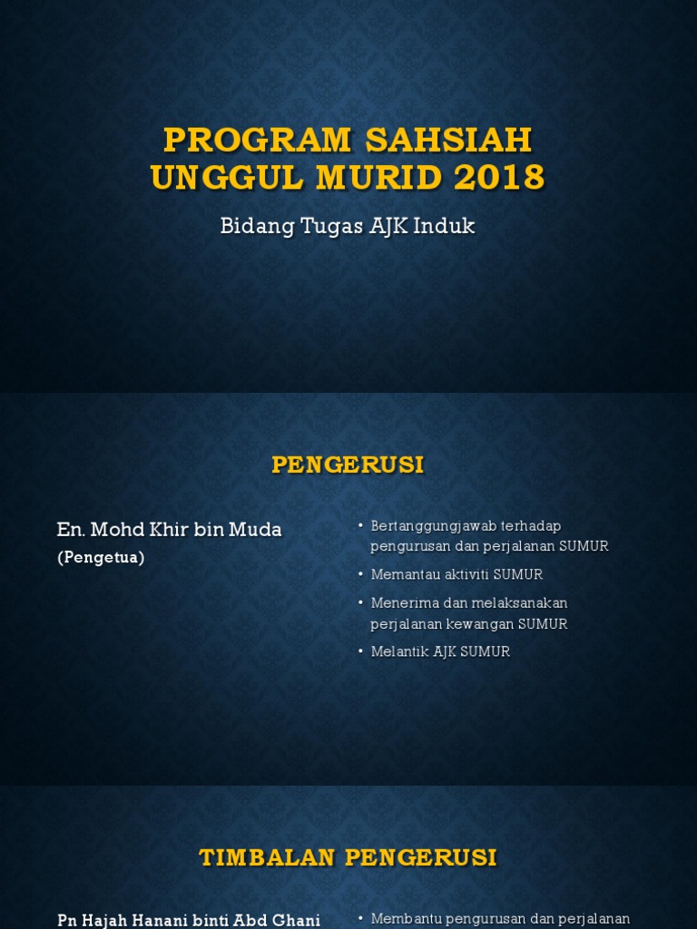 Bidang Tugas AJK Induk Program SUMUR 2018 | PDF