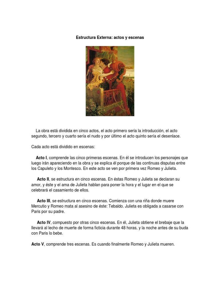 TEXTO DRAMATICO Romeo y Julieta | PDF | Romeo y Julieta | William ...
